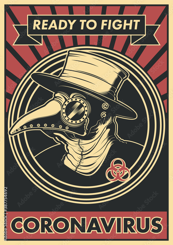 Ready to fight Coronavirus Epidemic Poster, Plague Doctor Mask Stock ...