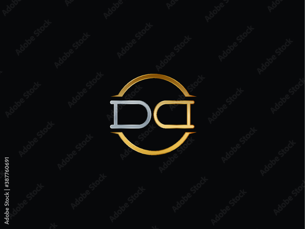 DD circle Shape Letter logo Design in silver gold color Stock Vector ...