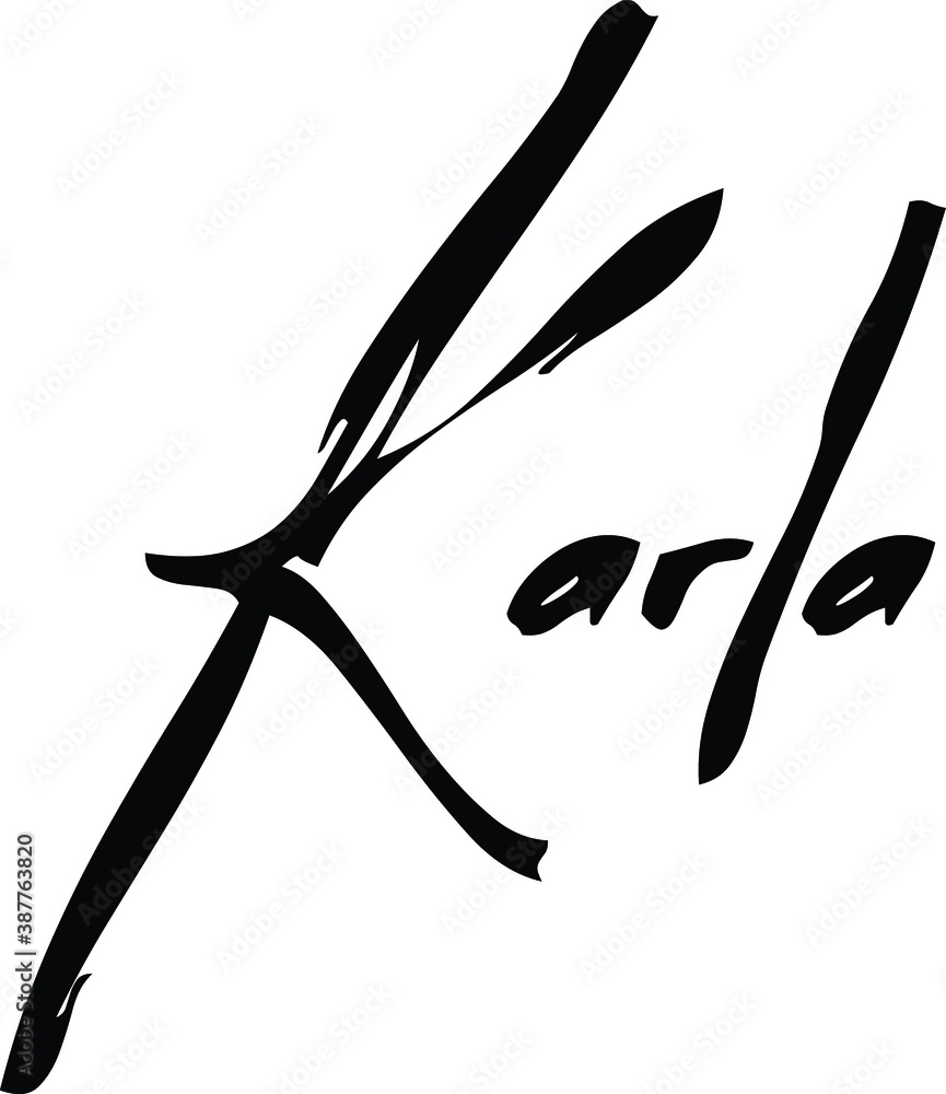 Karla-Female Name Modern Brush Calligraphy Cursive Text on White ...