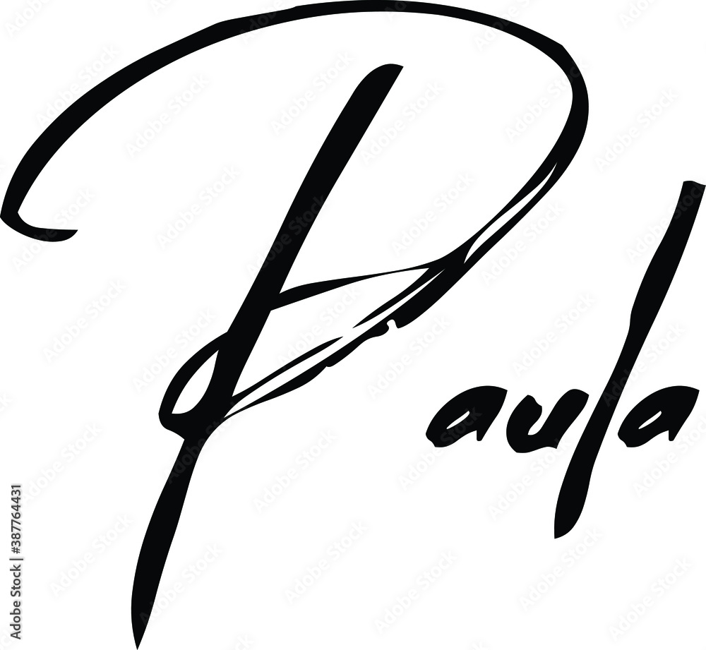 Photo & Art Print Paula-Female Name Modern Brush Calligraphy Cursive ...