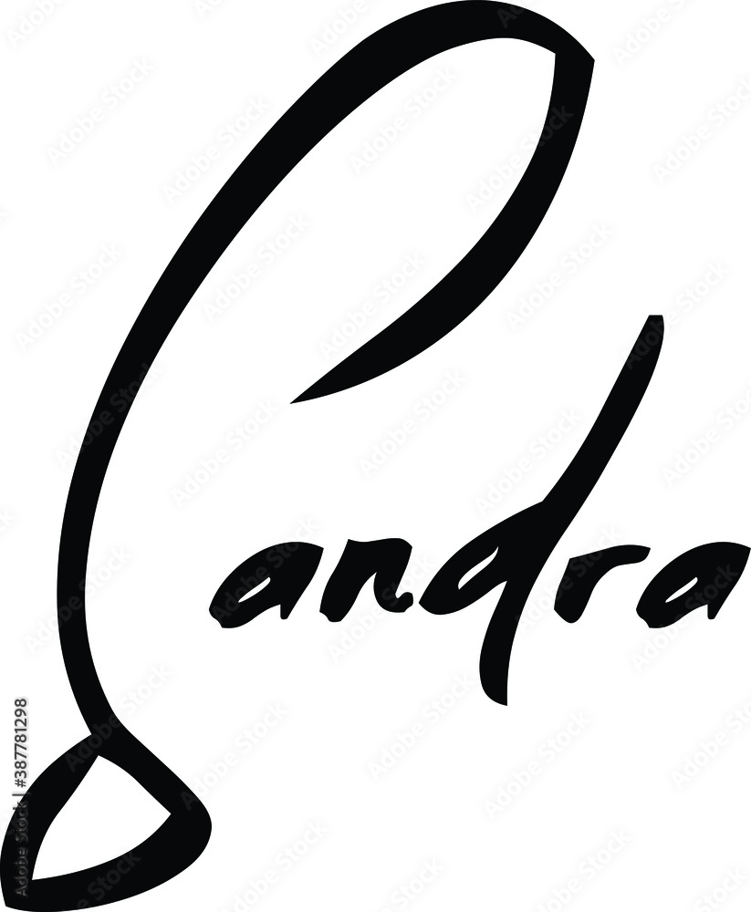 Sandra-Female Name Modern Cursive Brush Calligraphy on White Background ...
