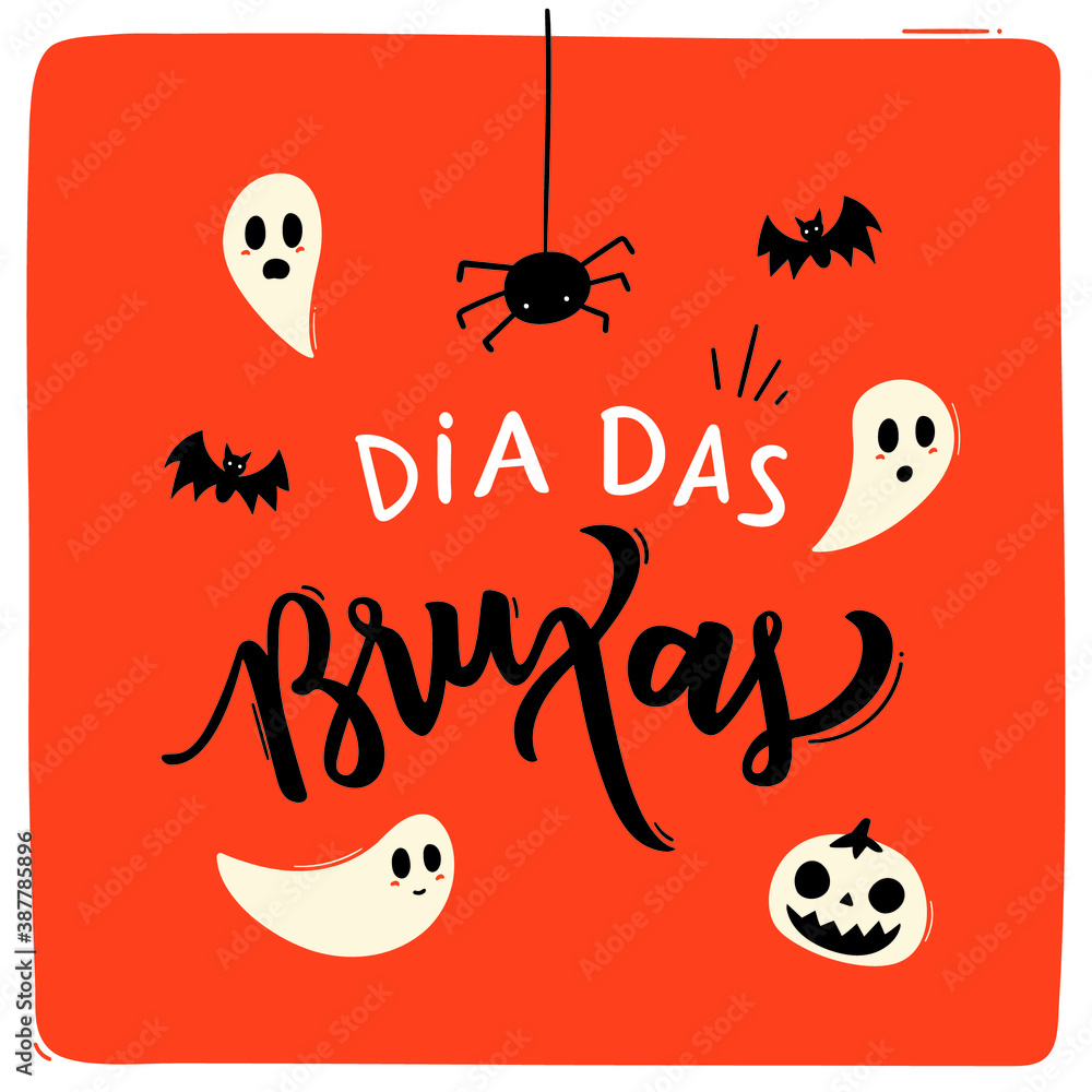 Dia Das Bruxas. Halloween in Brazilian Portuguese Hand Lettering ...