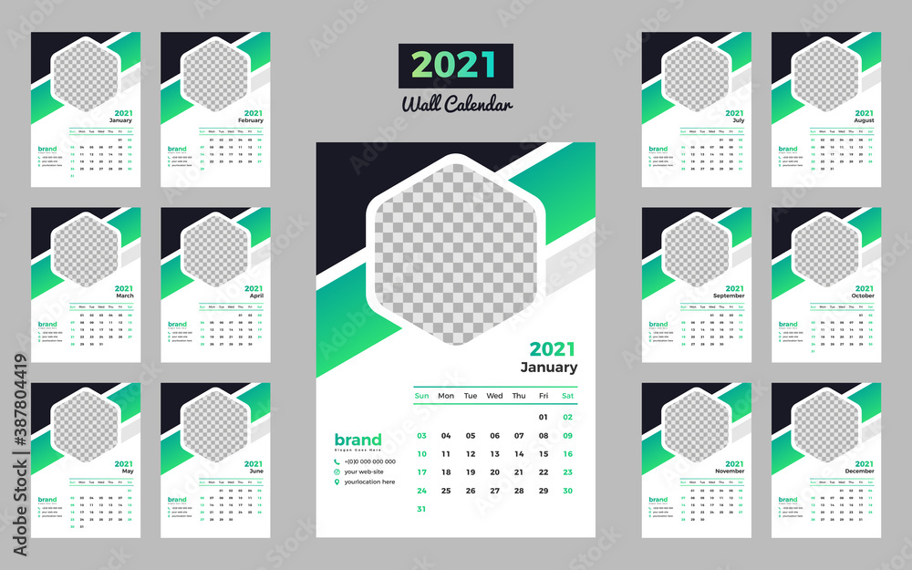 Calendar 2021 year planner template .calendar Design. Week starts on ...