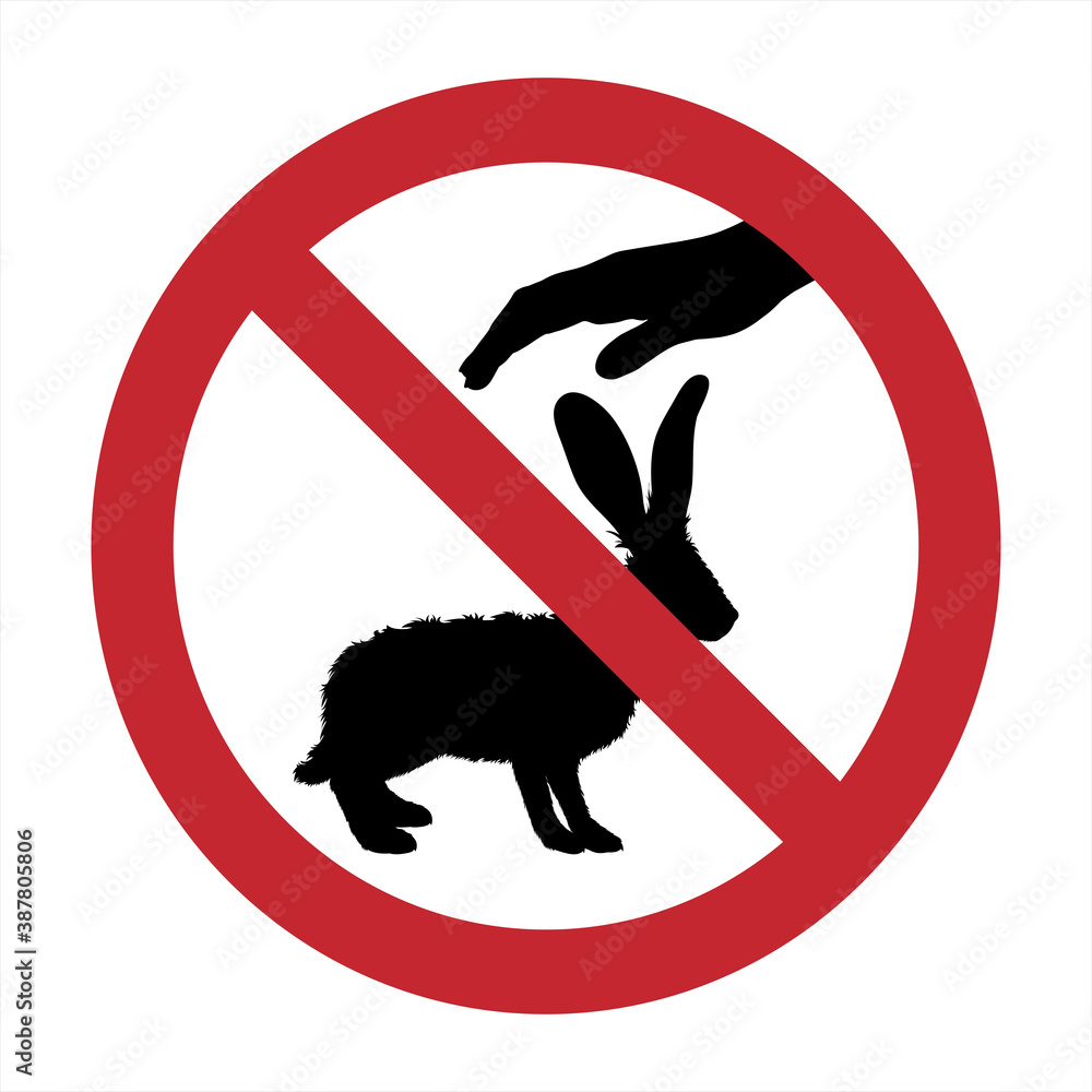 Vector silhouette of do not touch rabbit mark on white background ...