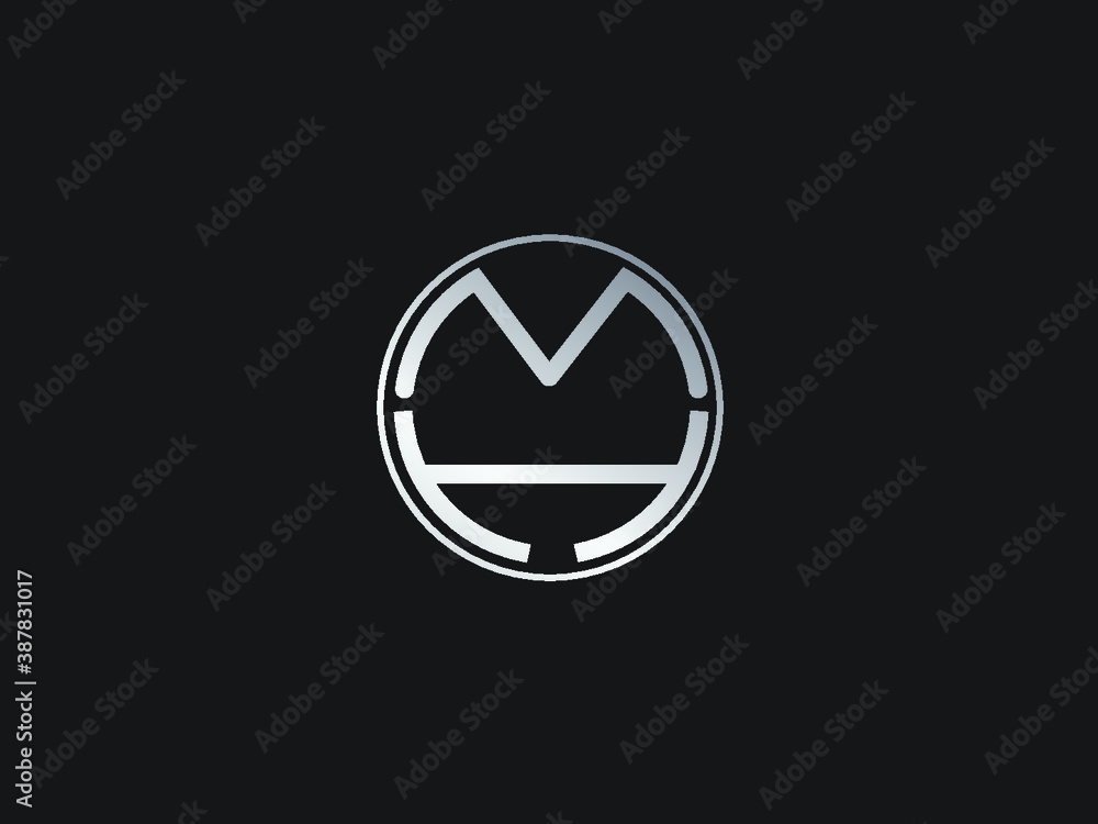 MH circle shape Logo. Letter Design Vector with Red and Black Gold ...