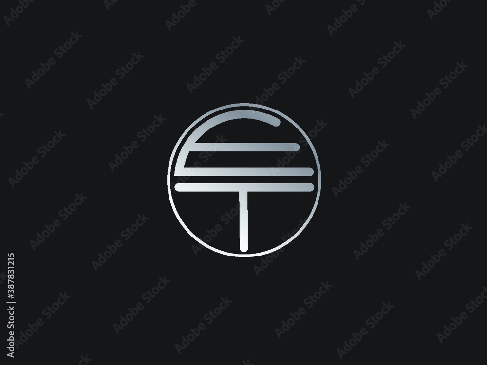 ET circle shape Logo. Letter Design Vector with Red and Black Gold ...