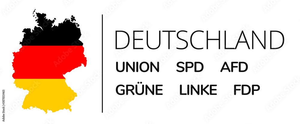 outline map of Germany and the most elected parties in Germany ...