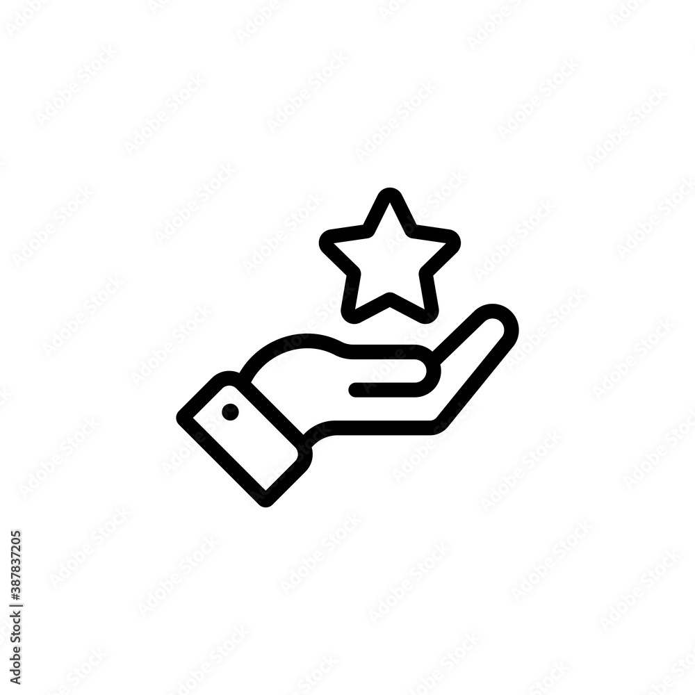 Hand holding a star icon in black. Rating star. Vector on isolated ...
