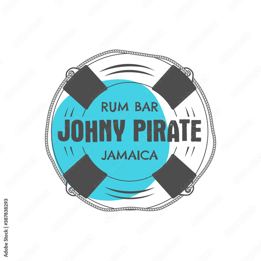 Vintage handcrafted rum bar label, emblem. sign - johny pirate, Jamaica ...