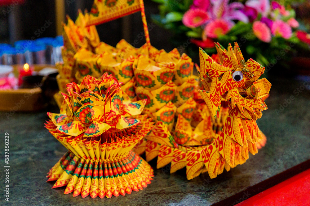 Tainan, Taiwan, Asia, October 12, 2019 Chinese festival dragon made of ...
