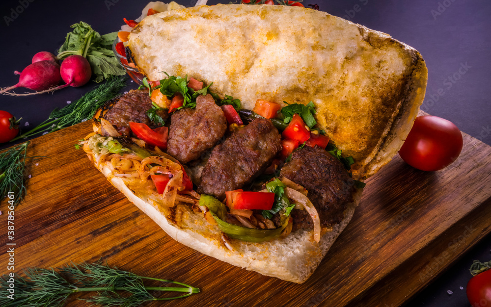 Delicious Turkish Meatballs Sandwich Kofte Ekmek. Ingredients with ...