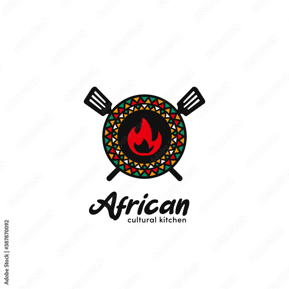 African cultural kitchen food and beverage restaurant logo with unique ...