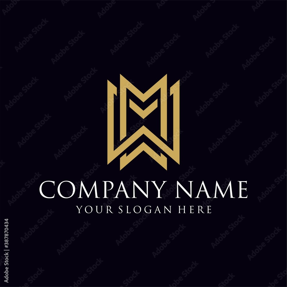 Letter MW line logo design. Linear creative minimal monochrome monogram ...