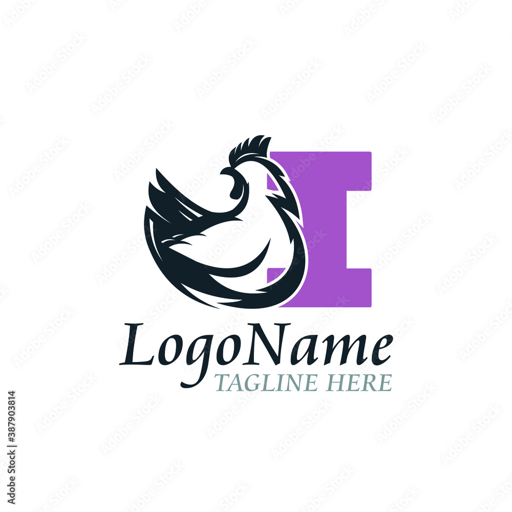letter i chicken logo, vector illustrations Stock Vector | Adobe Stock