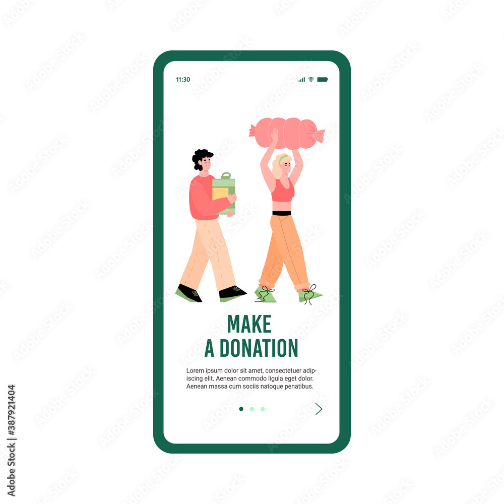 Mobile page interface for charity foundation event of food donation ...