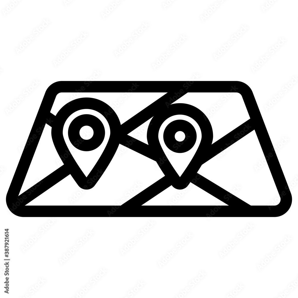 Captivated icon of map and destination designed by using pin pointers ...