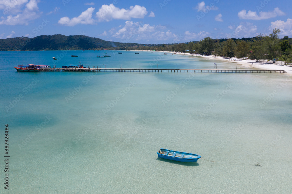 An aerial view of Rong Samloem island (Koh Rong Samloem), Cambodia ...