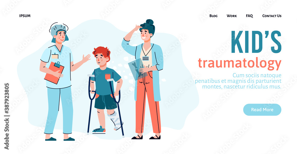 Website banner for kids traumatology clinic with little child on ...