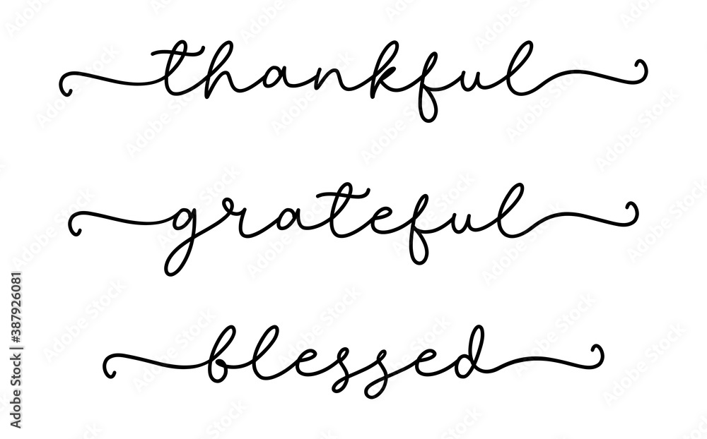 THANKFUL, GRATEFUL, BLESSED. Inspirational Thanksgiving lettering quote ...