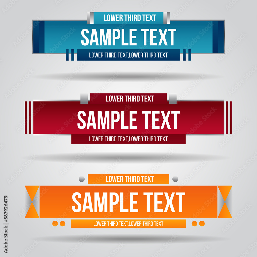 Lower third red blue and orange design tv template modern contemporary ...