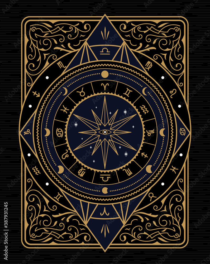 vintage frame divine magic hand drawn antique vector illustration Stock ...