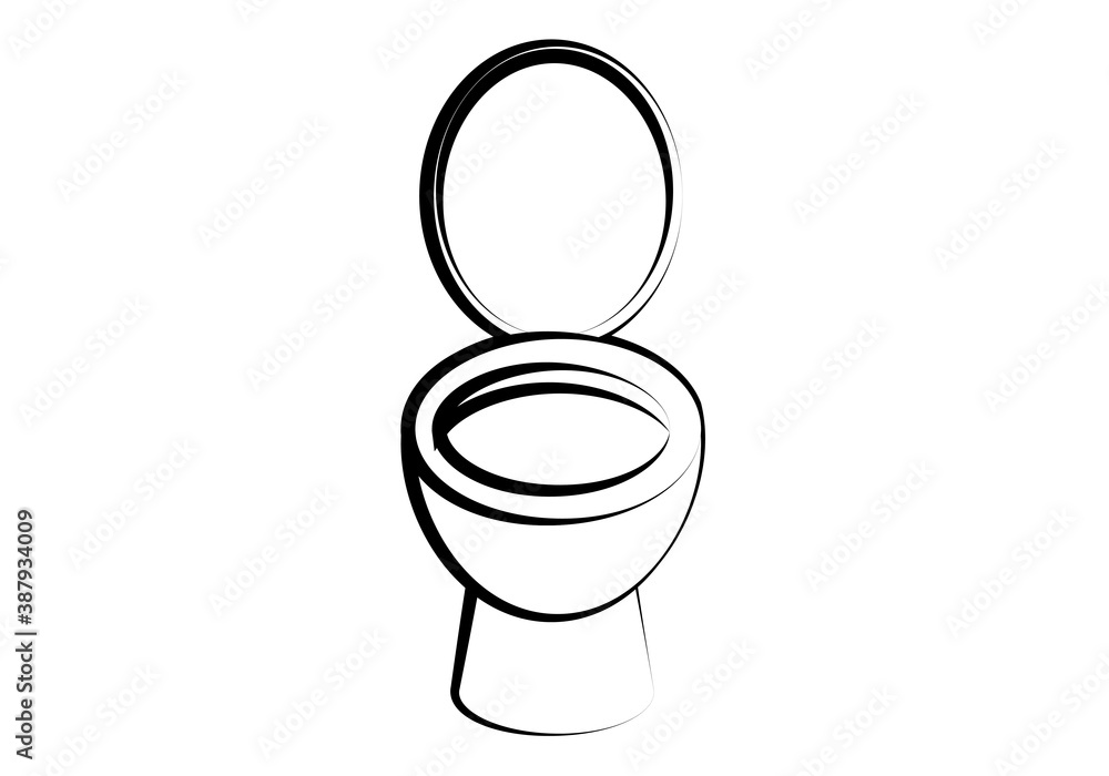 Dibujo de trazo negro de un retrete. Stock Vector | Adobe Stock