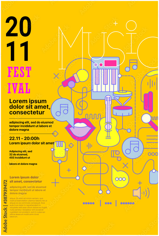 Vector illustration. Poster with text layout. Music poster with ...