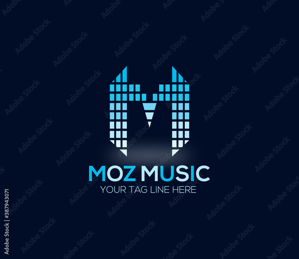 M Alphabet Music Logo Design Concept Stock Vector | Adobe Stock