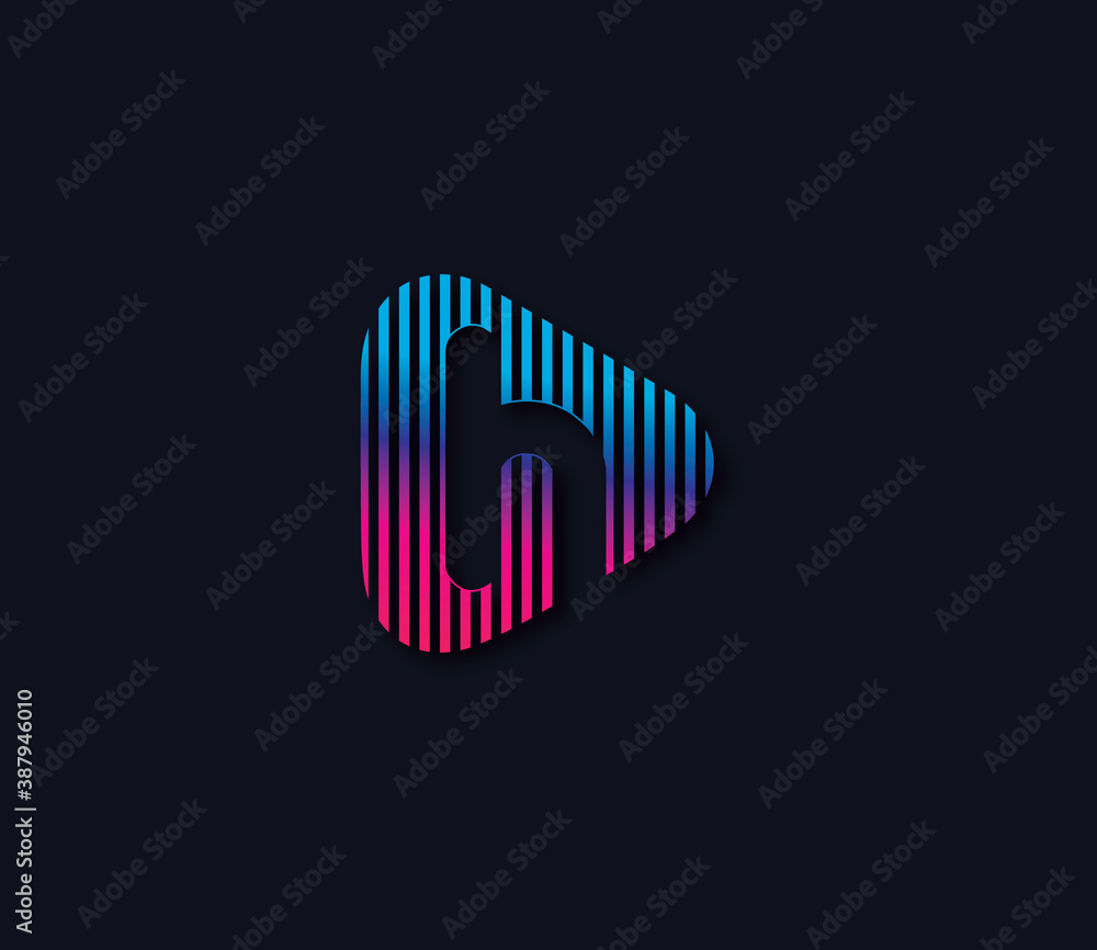 H Alphabet Play Logo Design Concept Stock Vector | Adobe Stock