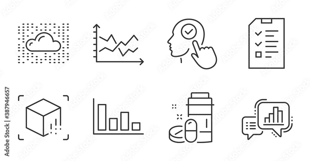 Diagram chart, Medical drugs and Graph chart line icons set. Select ...