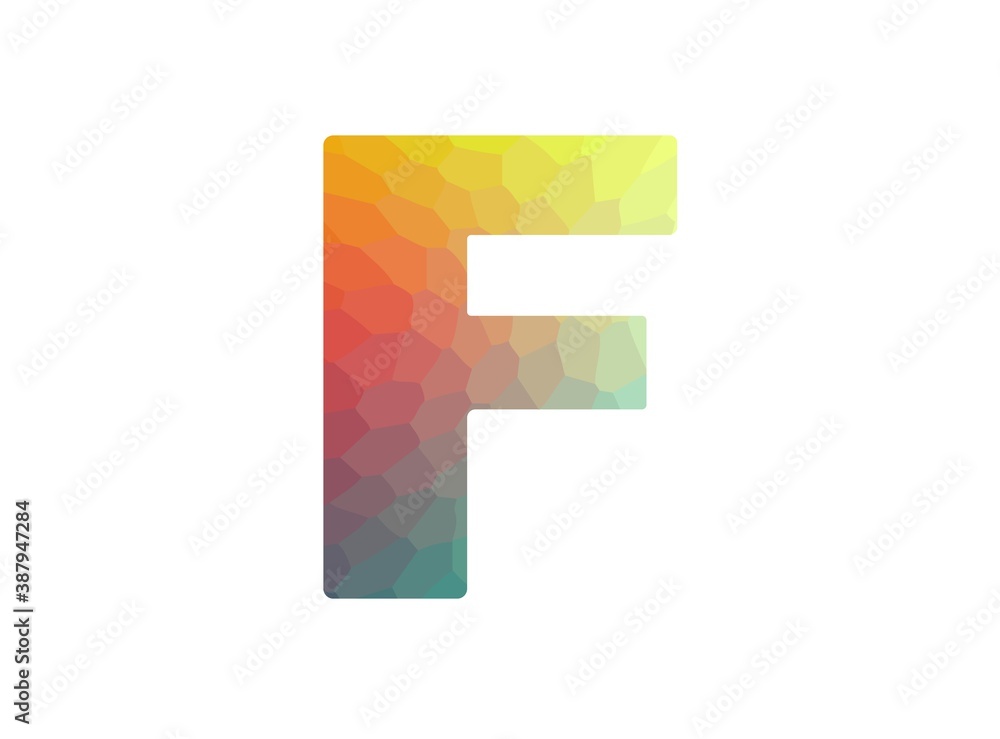 F letter font, colorful polygonal logotype design. Modern geometric low ...