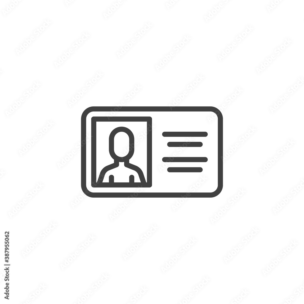Id card line icon. Identity badge linear style sign for mobile concept ...