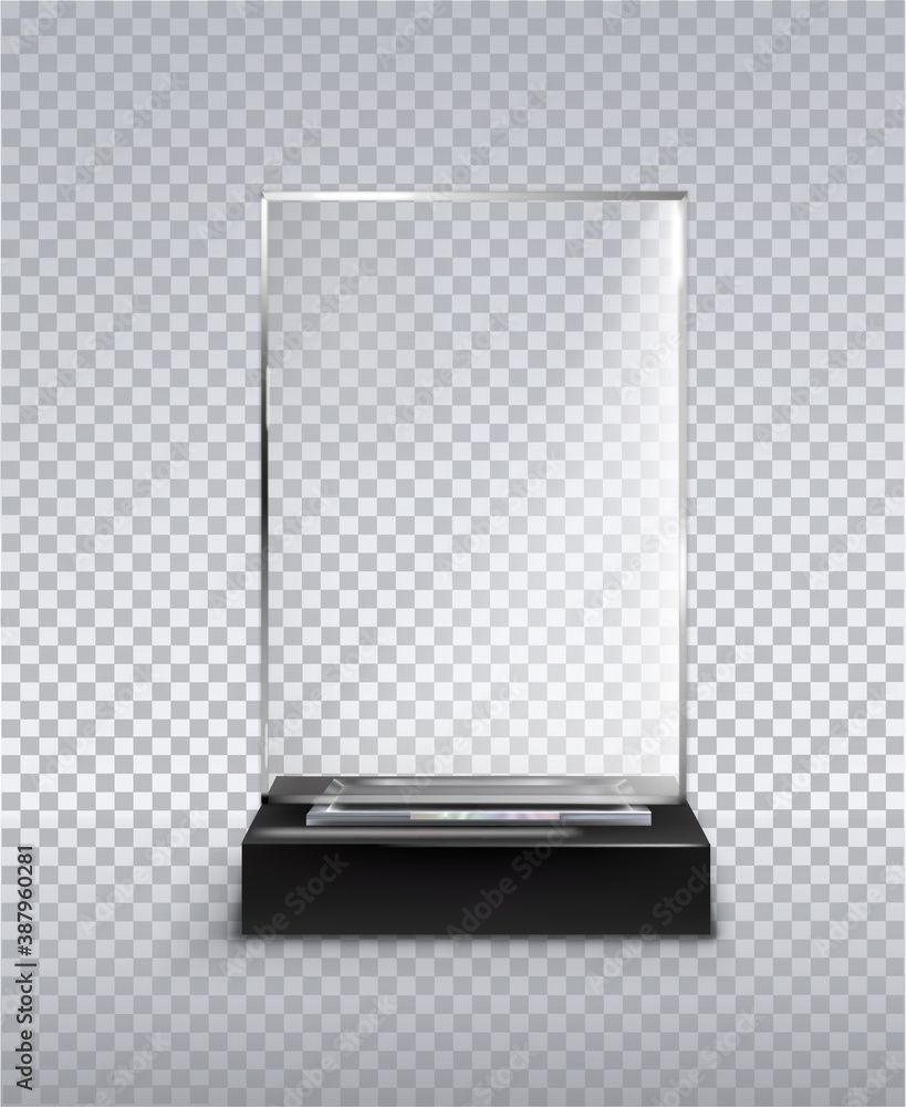 glass award in the form of a rectangle on a transparent background ...