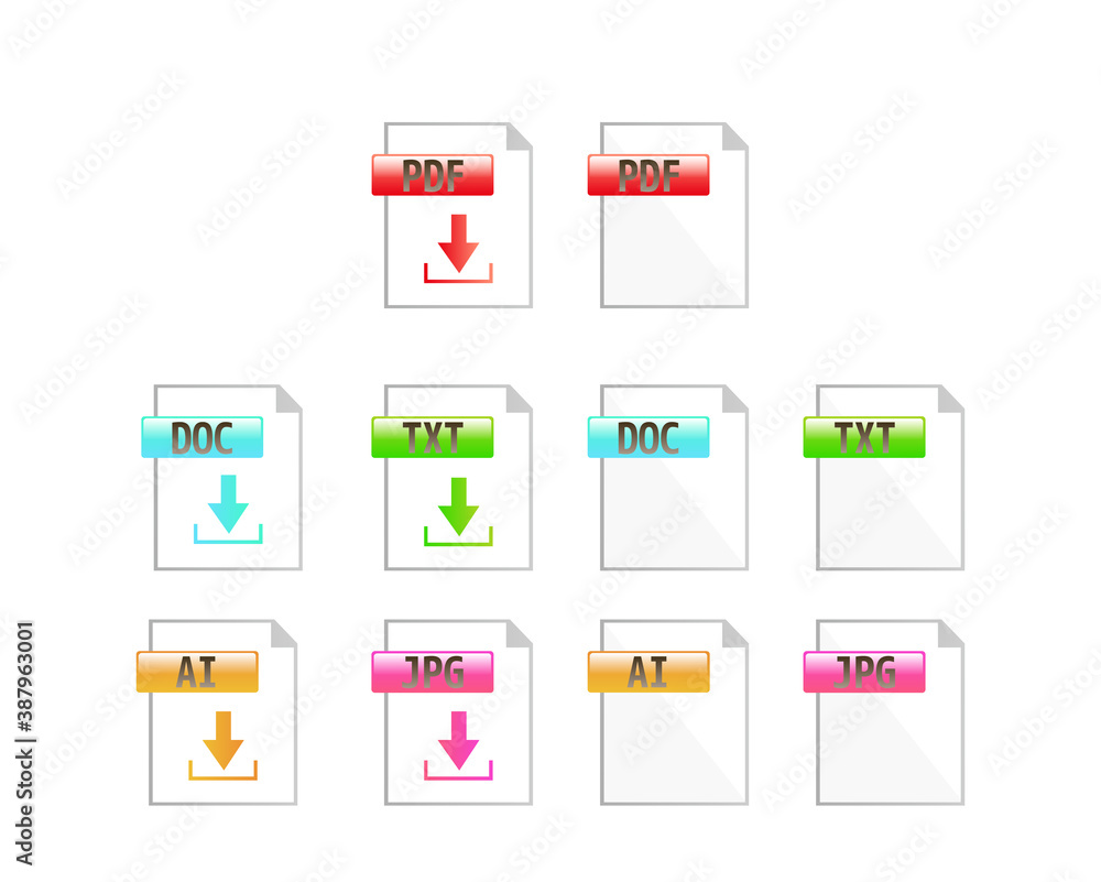 Vector illustration of saved file / Set of image files, documents ...