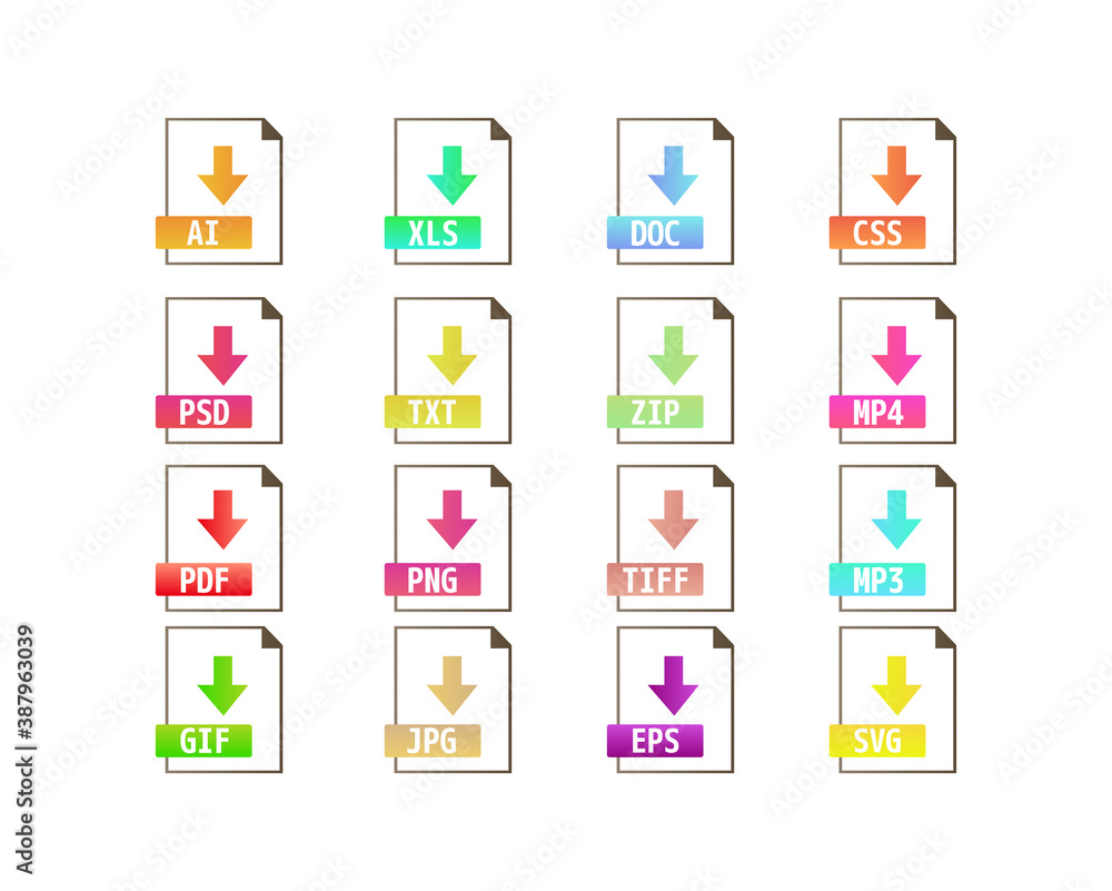 Vector illustration of saved file / Set of image files, documents ...