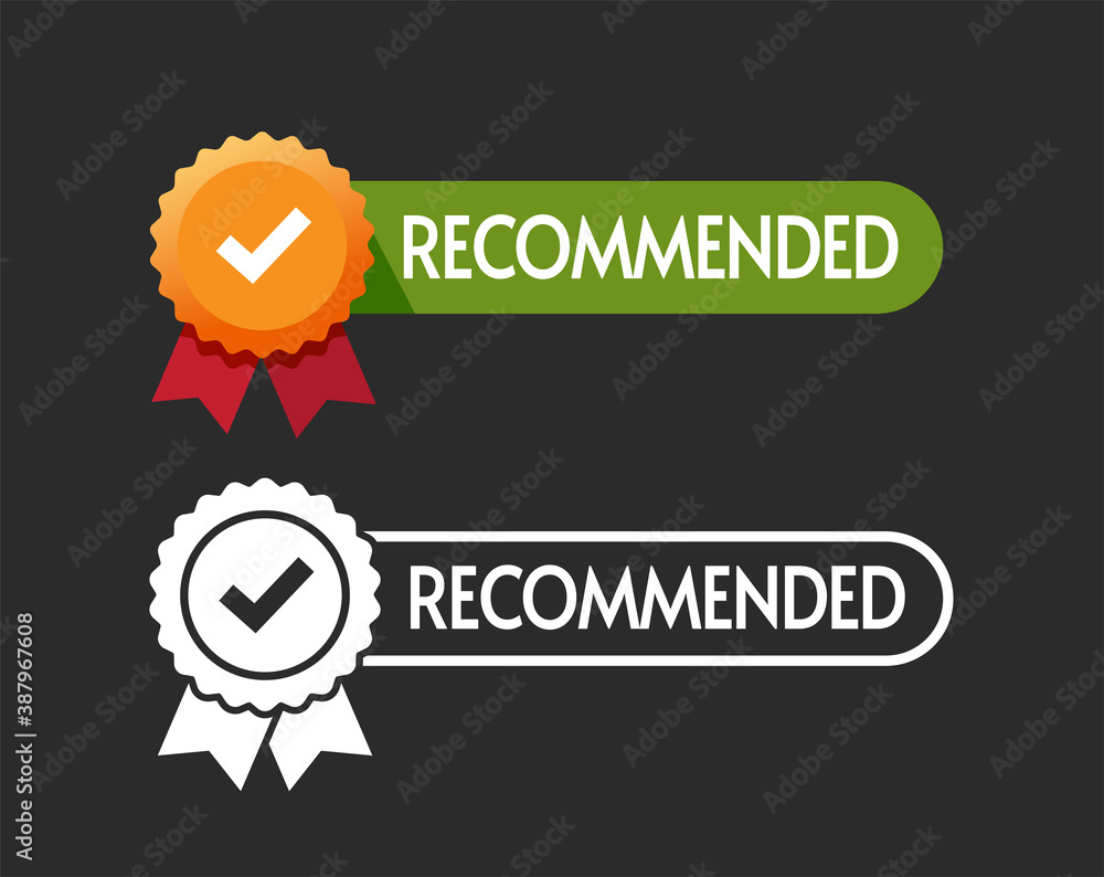Vecteur Stock Recommended stamp icon vector isolated on dark background ...