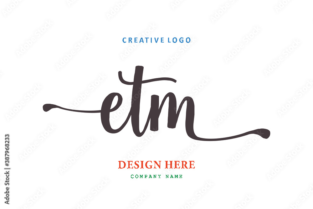 ETM lettering logo is simple, easy to understand and Stock Vector ...