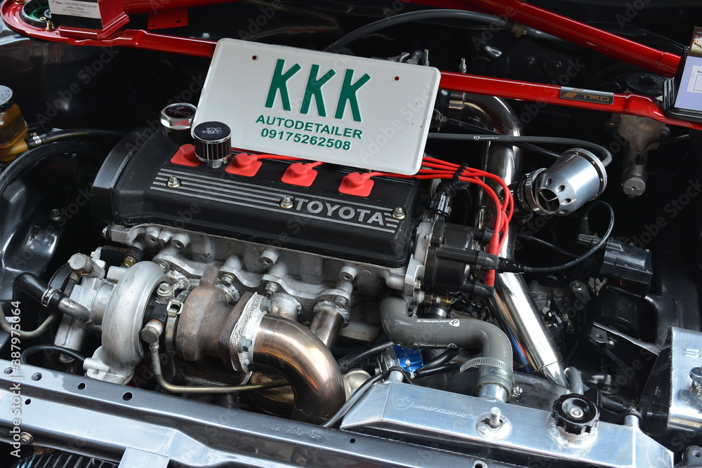 Toyota Corolla engine motor at Toyota carfest on May 26, 2019 in Pasay ...
