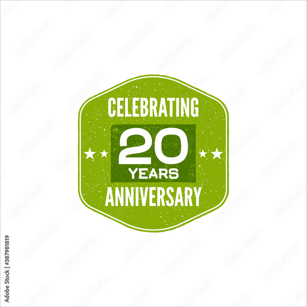 Celebrating 20 years anniversary badge, sign and emblem. Retro design ...