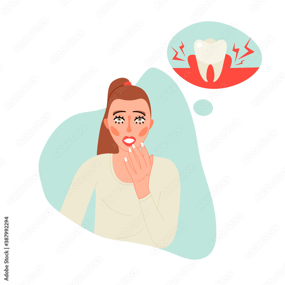 Isolated on white gingivitis, caries, pulpitis vector illustration ...
