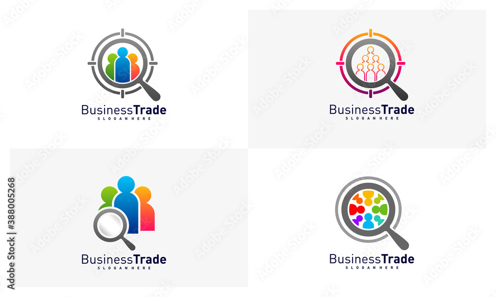 Set of Find People logo design vector, Colorful People logo design ...