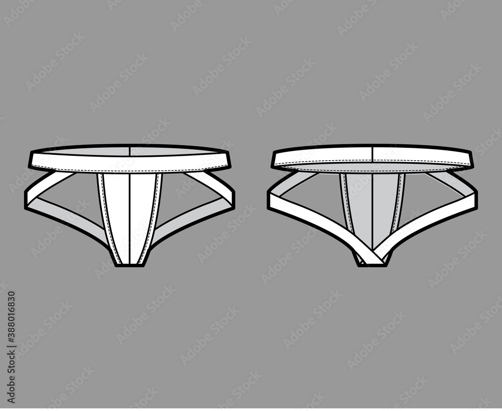 Jockstrap underwear technical fashion illustration with elastic ...