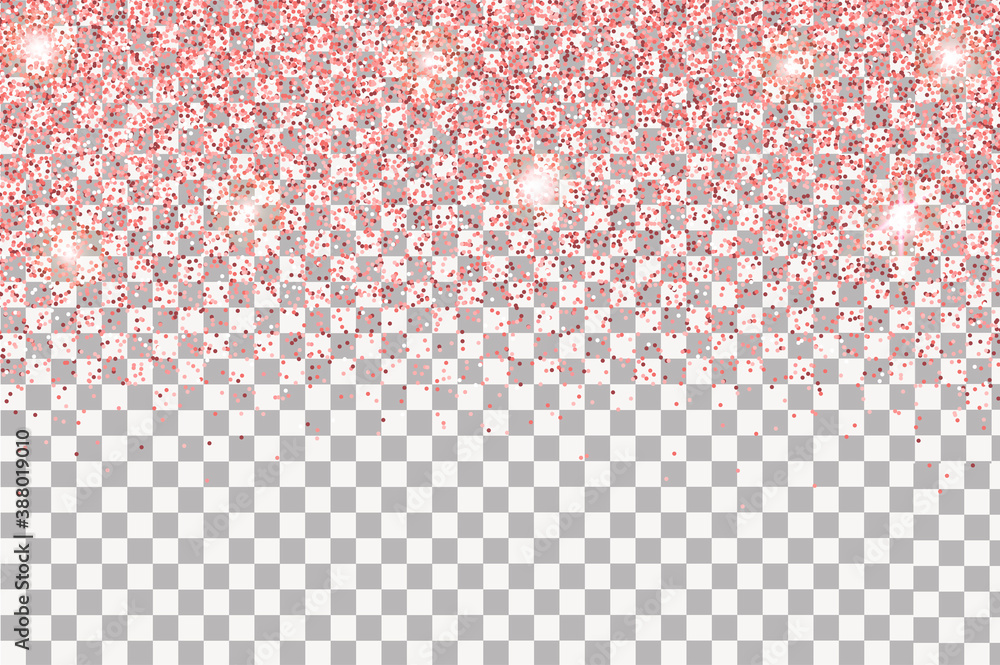 Sparkling falling rose gold dust on transparent background. Vector ...