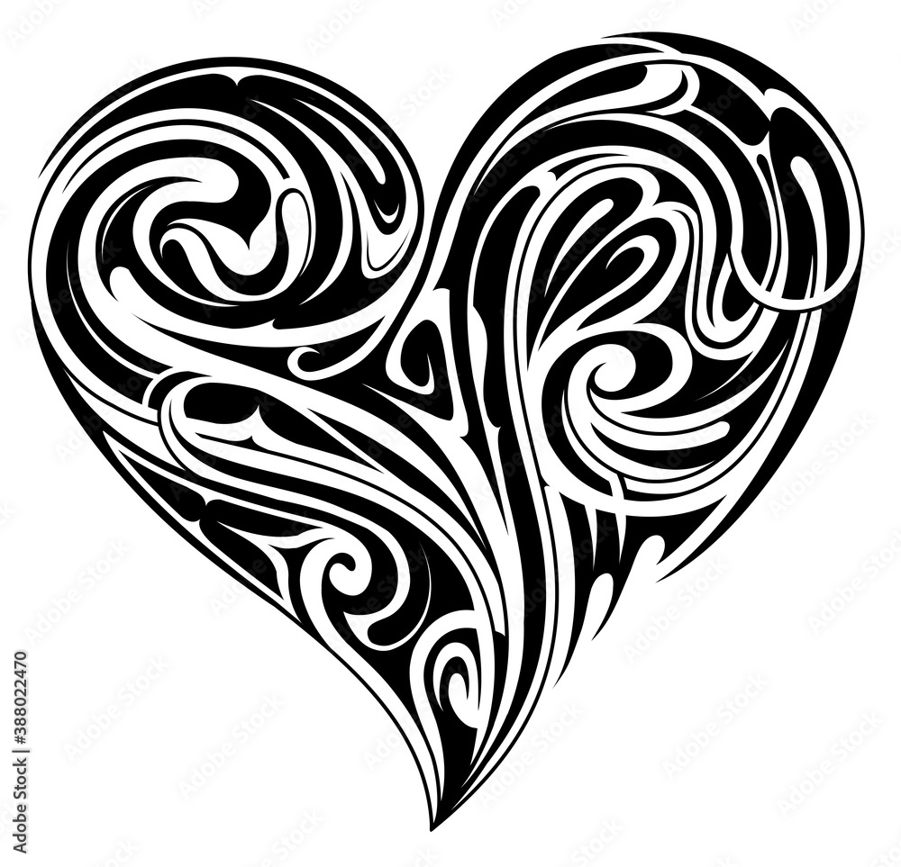Tribal heart shape tattoo design Stock Vector | Adobe Stock
