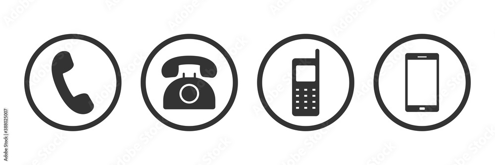Phone icons collection. Isolated mobile and cellphone symbols. Retro ...