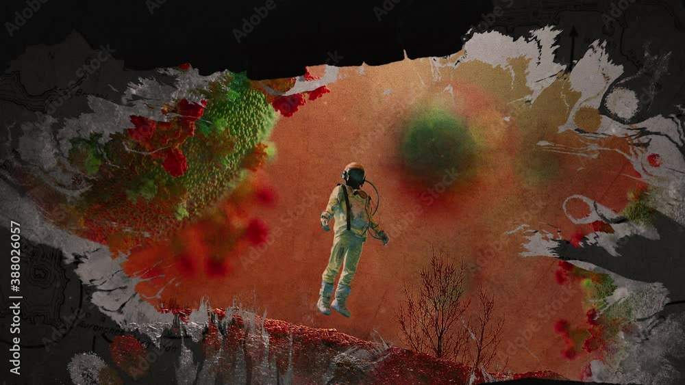 animated corona or covid-19 slideshow. animation depicting a hero in ...