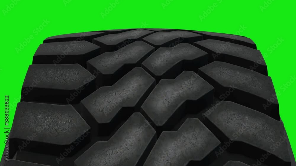 New car tire wheel rotation animation at green background. Wheel ...