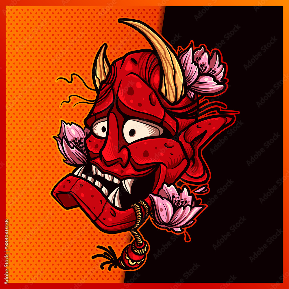 Japanese Mask esport and sport mascot logo design with modern ...