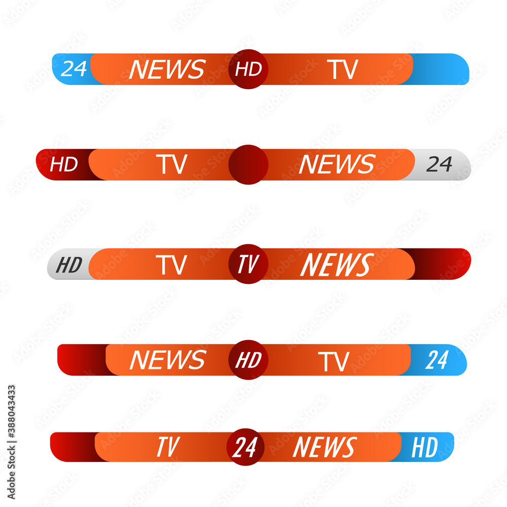Lower Third TV News Bars Set Vector. News Lower Thirds pack. TV ...