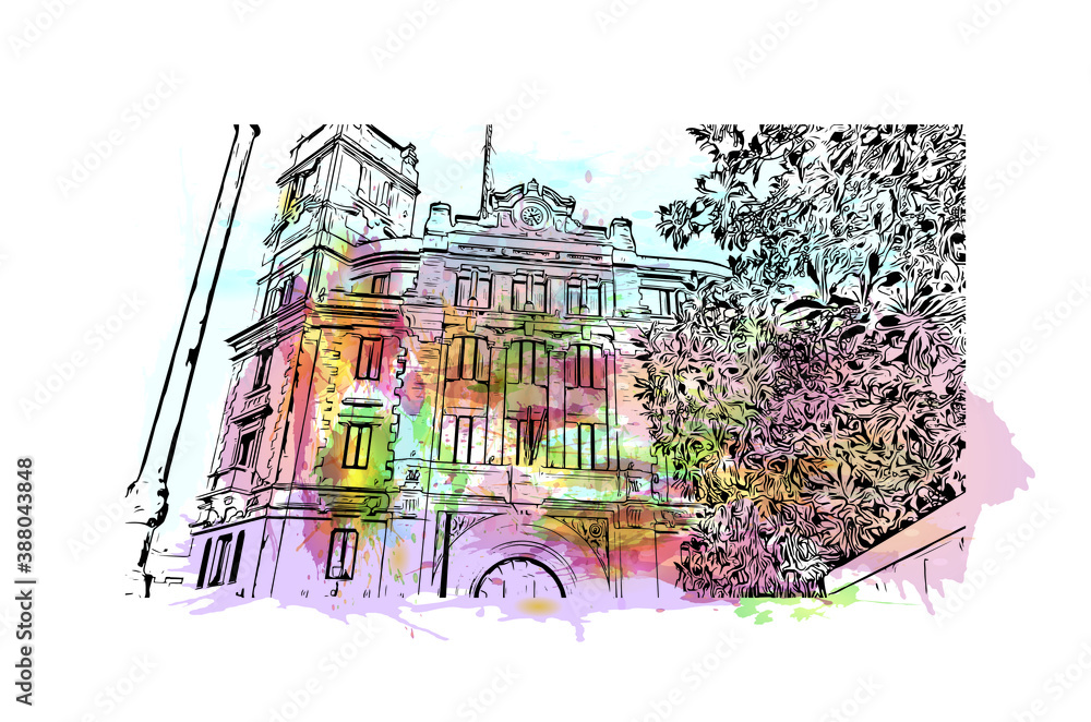 Building view with landmark of Cadiz is a city and port in southwestern ...